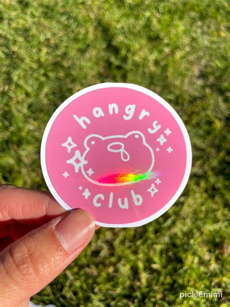 Funny Sticker For Foodie Hangry Club Holographic Stickers For Ts