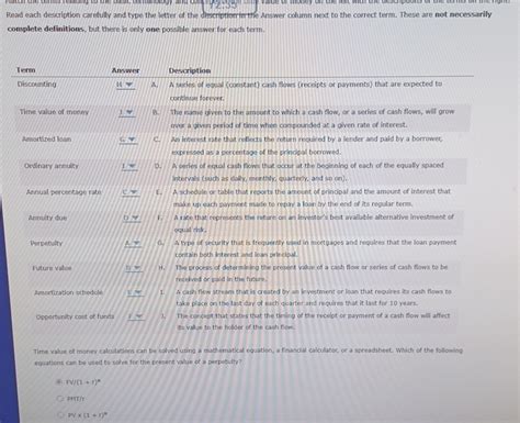 solved read each description carefully and type the letter