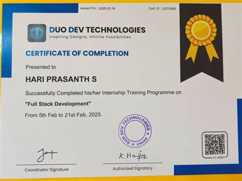 🎉 Excited To Share That Ive Just Completed My Full Stack Web Developer Certification Hari