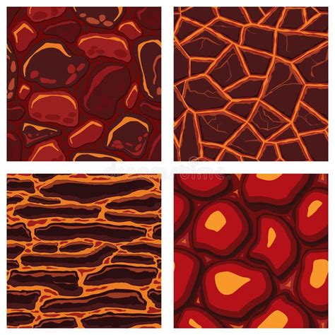 Cartoon Game Textures Lava Surface Seamless Patterns Game Assets