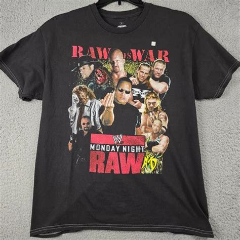 Wwe Wwf Shirt Mens Large L Black Monday Night Raw Wrestling Retro 90s