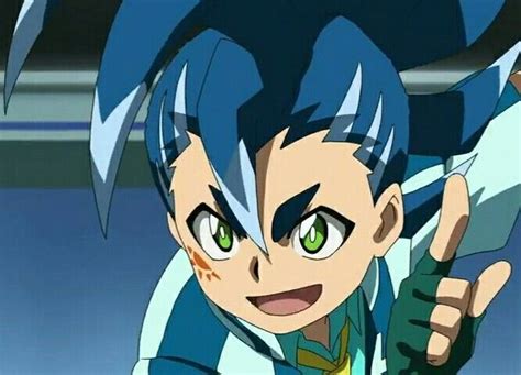An Anime Character With Blue Hair And Green Eyes Pointing To The Side