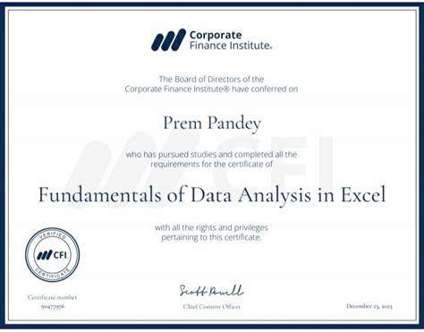 Successfully Completed This Course Of Fundamentals Of Data Analysis In Excel From Corporate