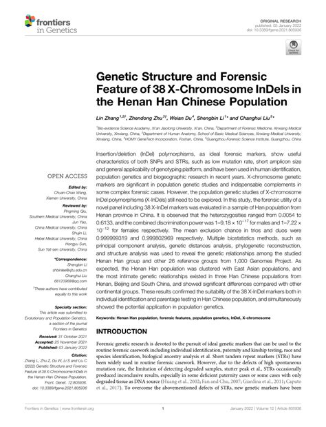 Pdf Genetic Structure And Forensic Feature Of 38 X Chromosome Indels
