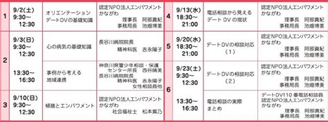 終了しました】平成29年度かながわコミュニティカ レッジ9月開講 「デートdv電話相談員養成講座」 デートdv110番 恋人との悩み相談