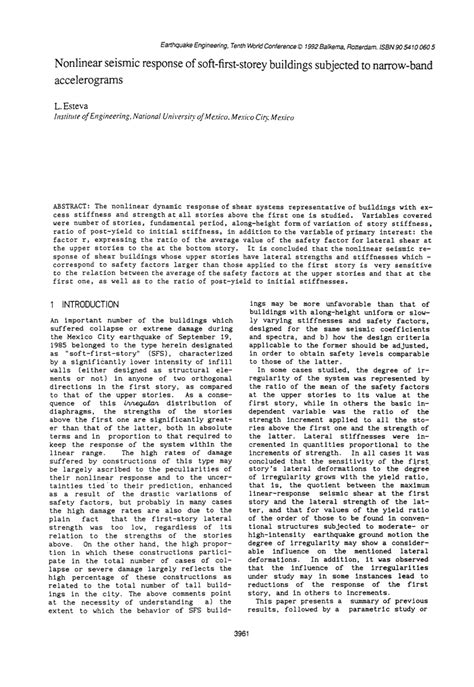 Pdf Nonlinear Seismic Response Of Soft First Story Buildings Subjected To Narrow Band