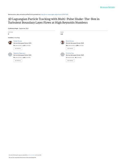 3d Lagrangian Particle Tracking With Multi Pulse S Pdf Turbulence German