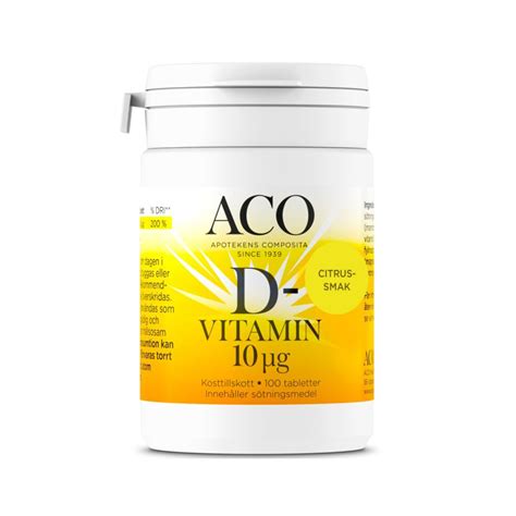 Aco D Vitamin 10 µg Citrussmak 100 Tabletter 裹一裹