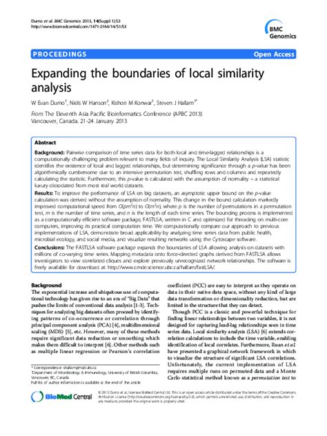Pdf Expanding The Boundaries Of Local Similarity Analysis