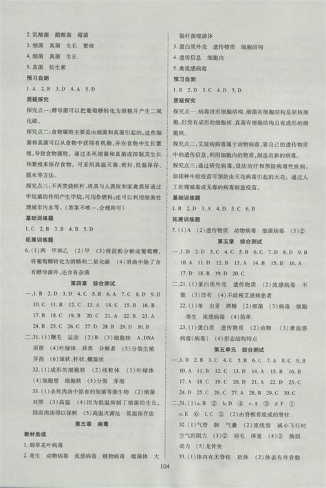 2016年资源与评价八年级生物学上册人教版答案——青夏教育精英家教网——