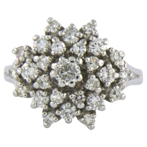 cluster ring set with diamonds up to 2 30ct 18k yellow gold for sale