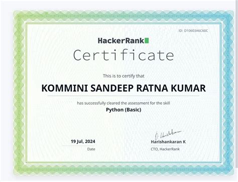Sandeep Kommini On Linkedin Hackerrank Certification Codingskills