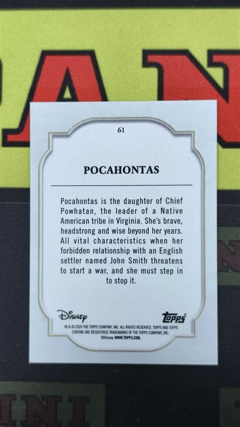 2024 Topps Chrome Phcahontas Disney 迪士尼 Tc 宝嘉康蒂公主 101编 黑白折 斑点折 瑕疵如图 大john 卡淘