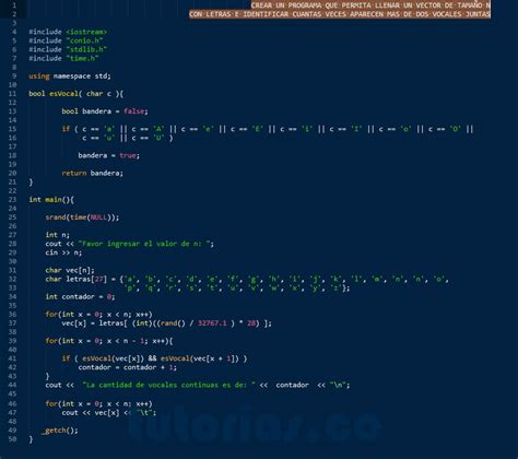 Funciones Visual C Vocales Continuas Tutorias Co