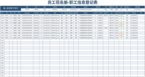 职工信息登记表excel模板 完美办公