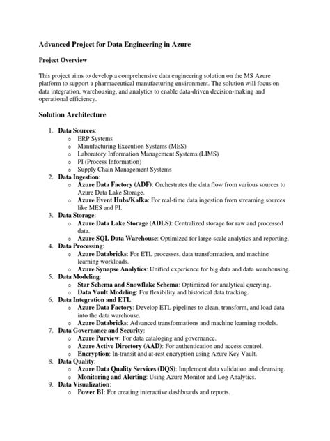 Advanced Project For Data Engineering In Azure Pdf Data Warehouse Microsoft Azure