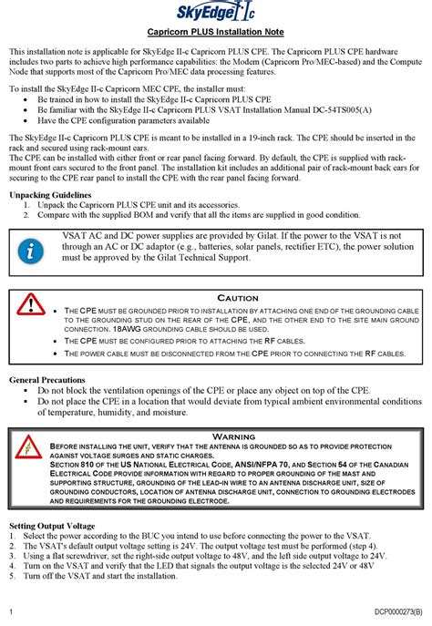 Gilat Skyedge Ii C Capricorn Plus Installation Notes Pdf Download Manualslib