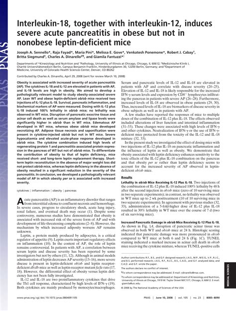 Pdf Interleukin 18 Together With Interleukin 12 Induces Severe