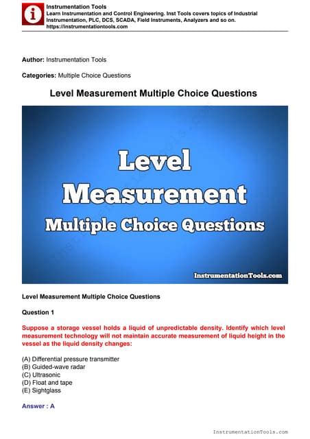 Pressure Measurement Mcq Pdf