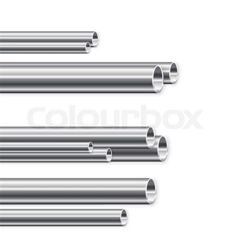 Metal Pipe Manufacturing Group Of New Iron Tubes Vector Illustration