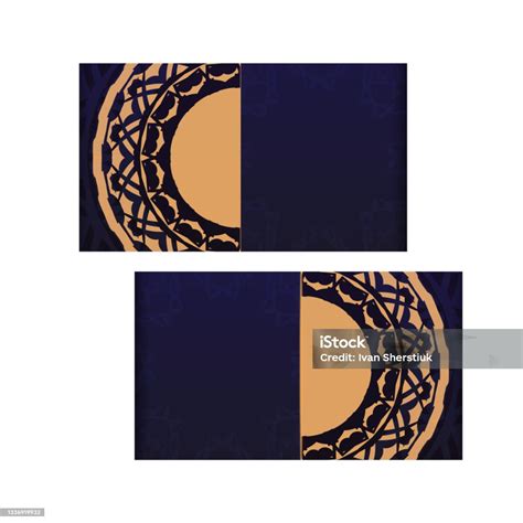 텍스트와 빈티지 패턴을 위한 공간이 있는 인쇄 준비 명함 디자인 고급스러운 장식품이 있는 파란색으로 설정된 명함 0명에 대한 스톡 벡터 아트 및 기타 이미지 Istock