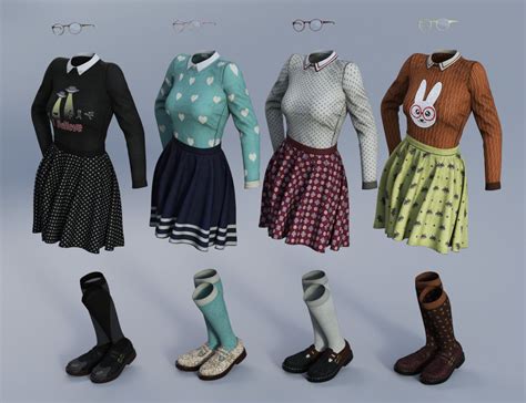 Nerdy Girl Outfit Textures Daz 3d