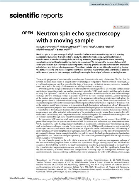 Pdf Neutron Spin Echo Spectroscopy With A Moving Sample