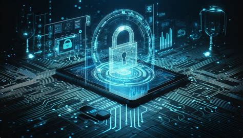 Digital Security Lock On Tablet With Circuit Design Stock Illustration Illustration Of Digital