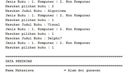 Alam Dwi Gunawan Contoh Program Perpustakaan Sederhana Java Netbeans