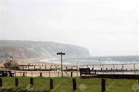 Coastal Path Sign At Yaverland Beach With Culver Down In The Distance