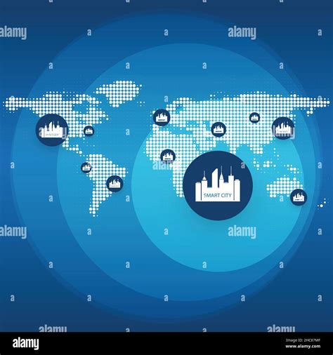 Smart City Cloud Computing Design Concept With Icons Digital Network Connections Technology