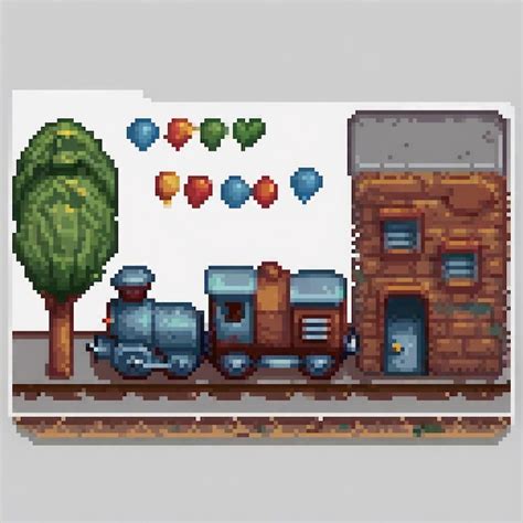 Pixel Train Adventure Balloons In Flight Premium Ai Generated Image