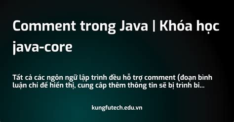 Comment Trong Java Khóa Học Java Core
