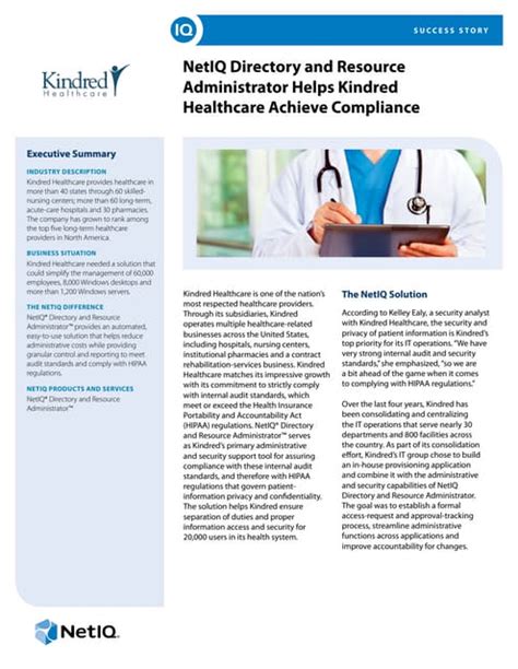 Netiq Directory And Resource Administrator Helps Kindred Healthcare