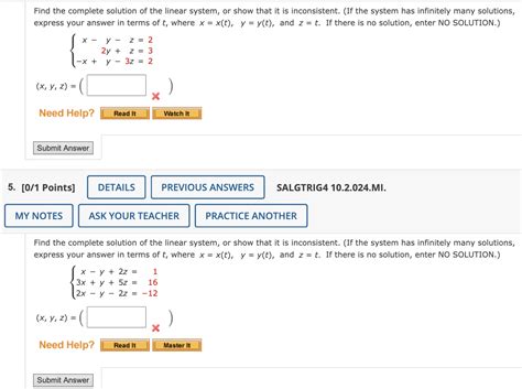 Solved Find The Complete Solution Of The Linear System Or Chegg