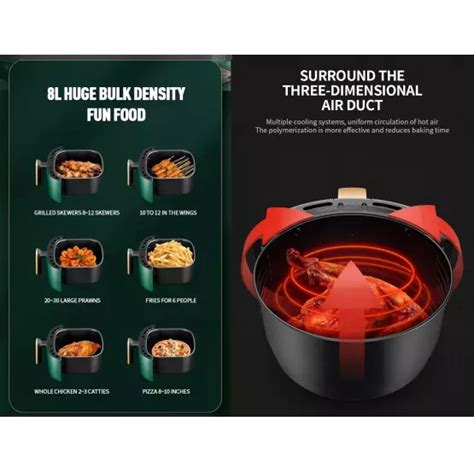 8 литра Xxxl Еър Фраер Фритюрник с горещ въздух Дигитален 2400 W
