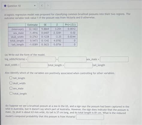 solved a logistic regression model was proposed for