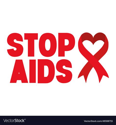Aids Campaign Lettering With Heart Ribbon Vector Image