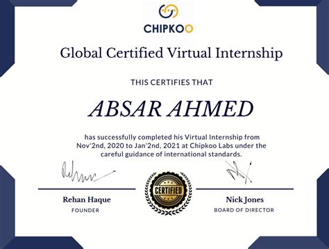 Absar Ahmed On Linkedin My Internship With Chipkoo Labs Has An End And
