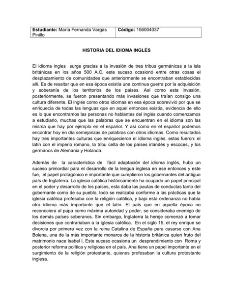 Historia Del Idioma Ingles