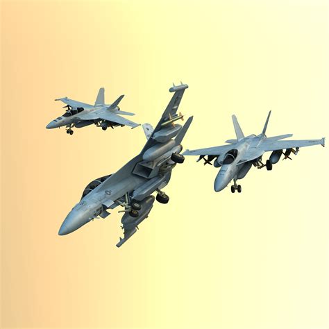 Fa 18f Super Hornet Rigged And Animated 3d Model 249 Fbx Obj Ma