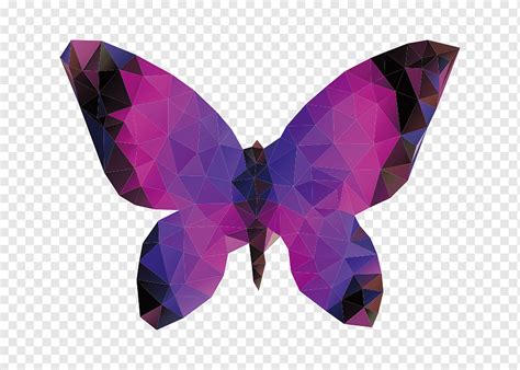 나비 다각형 삼각형 그림 삼각형 나비 콜라주 크리 에이 티브 사랑 자주색 제비꽃 Png Pngwing