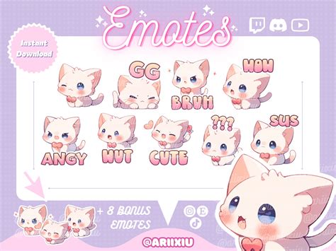 Cute Chibi Cat Emote Mega Bundle 17 Total Emotes Twitch Youtube Discord