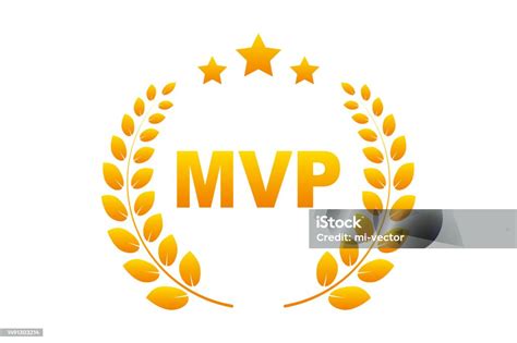 Mvp 금메달 수상 월계관 화환 아이콘입니다 승리 성취 명예 고품질 제품 또는 성공의 상징 벡터 그림 Mvp에 대한 스톡 벡터