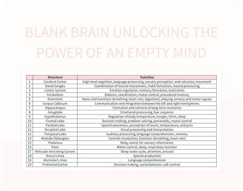 Blank Brain Unlocking The Power Of An Empty Mind Excel Template And