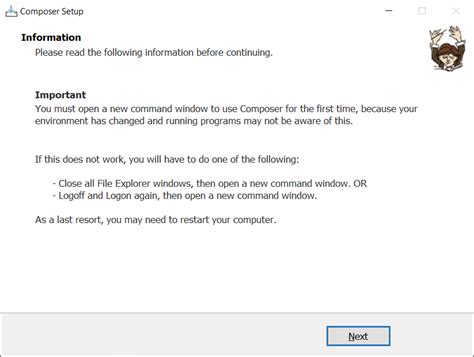cara install composer di windows codein