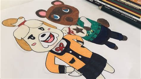 Isabelle And Tom Nook From Animal Crossing Time Lapse Drawing