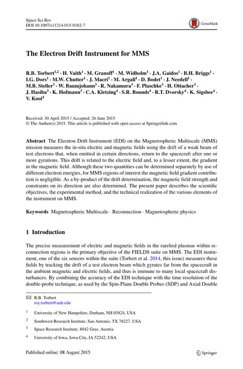 Pdf The Electron Drift Instrument For Mms