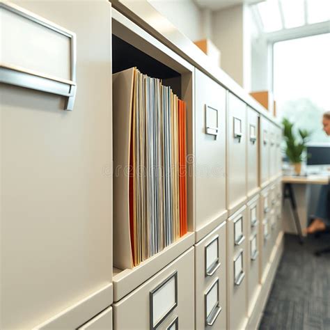 A High Angle Shot Of An Organized Filing Cabinet Showcasing Neatly