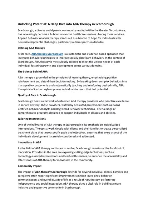 PPT Unlocking Potential A Deep Dive Into ABA Therapy In Scarborough
